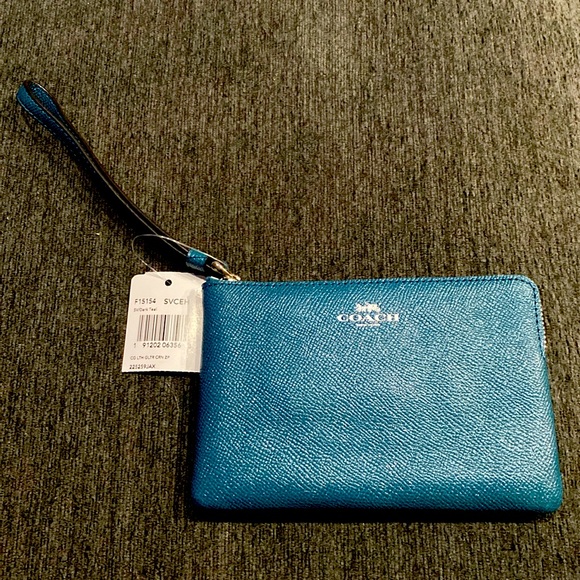 Coach | Bags | Coach Wristlet Aqua Blue | Poshmark